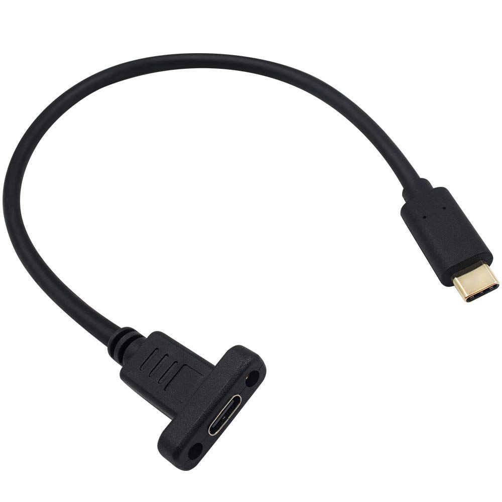 Poyiccot USB 3.1 Type C Extension Cable, USB C Extension Cable Short, USB C Panel Mount 10Gbps 60W USB C Extender Cable for Data & Sync (Straight USB C Male to Female), 1ft/30cm