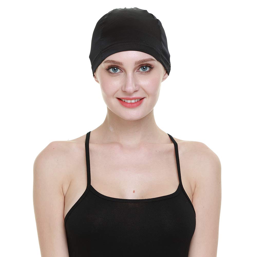 Wig Cap,100% Mulberry Silk Hair Loss Cancer Women Bald Head Elastic Band Black