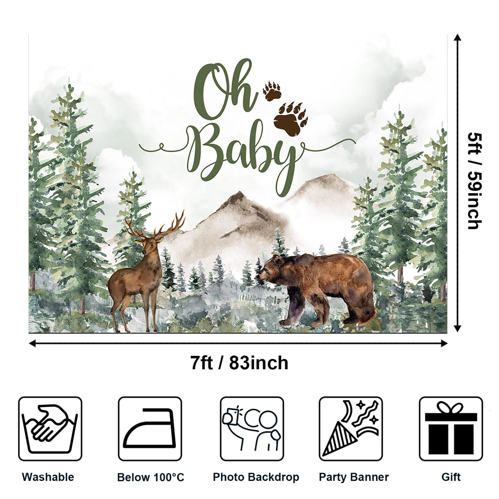 Avezano Let The Adventure Begin Backdrop Oh Baby Woodland Baby Shower Backdrop Boys Mountain Wilderness Adventure Baby Shower Decorations Background 7x5 ft