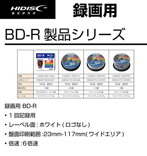 20 Hi-Disc Bluray 25GB BD-R Single Layer 6x Speed No Logo Fully Printable Factory Sealed in Spindle