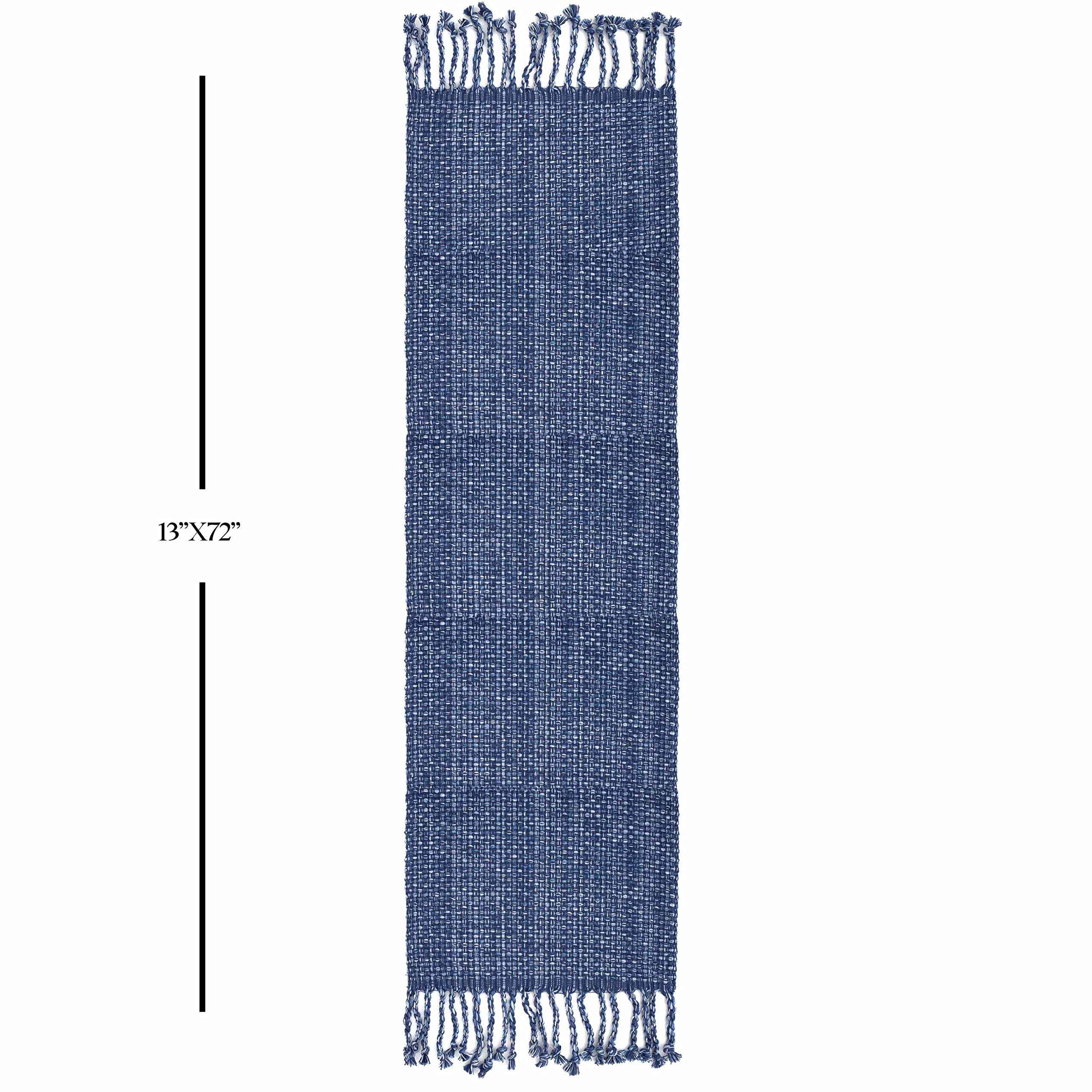 100% Cotton Table Runner for Dining Room Tables Rectangle Two Tone Woven Fabric 72" x 13" Soft Durable Table Runner, Dark Blue