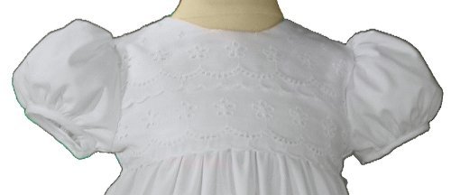 100% Cotton Dress Christening Gown Baptism Gown with Lace Border (Newborn (Birth-7 lbs)) White