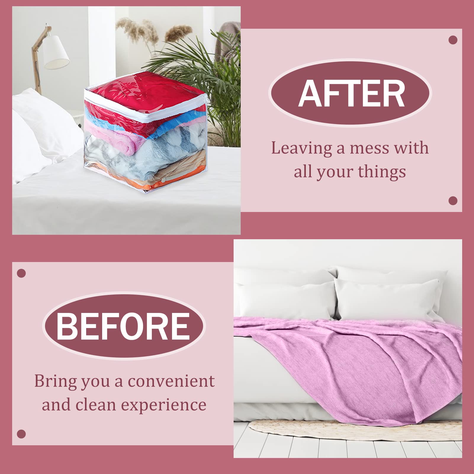 12 Pcs Large Clear Zippered Storage Bags - 12 x 12 x 12 Inches Blankets Storage Bags Plastic Storage Bags for Sweater Bed Sheet Organizer with Zipper for Closet Linen Sweater Bed Sheet Pillow