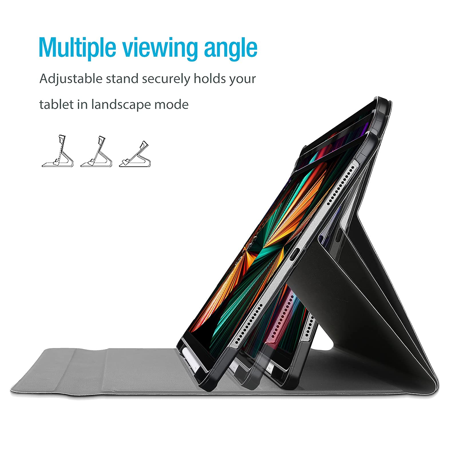 ProCase Keyboard Case for iPad Pro 12.9 2022 2021 2020 2018, Slim Shell Lightweight Cover with Magnetically Detachable Wireless Keyboard for iPad Pro 12.9 Inch 6th 5th 4th -Black