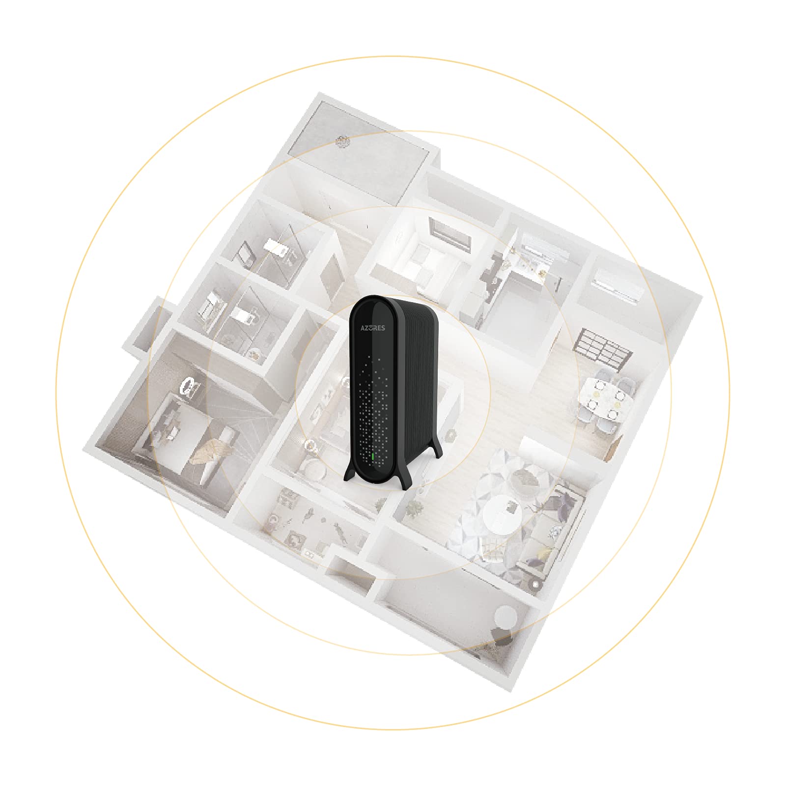 AZORES WiFi 6 AX6600 Mesh AP Wireless Router, 2 Gigabit LAN Ports, Tri-Band, Beamforming, OFDMA, MU-MIMO, Parental Controls