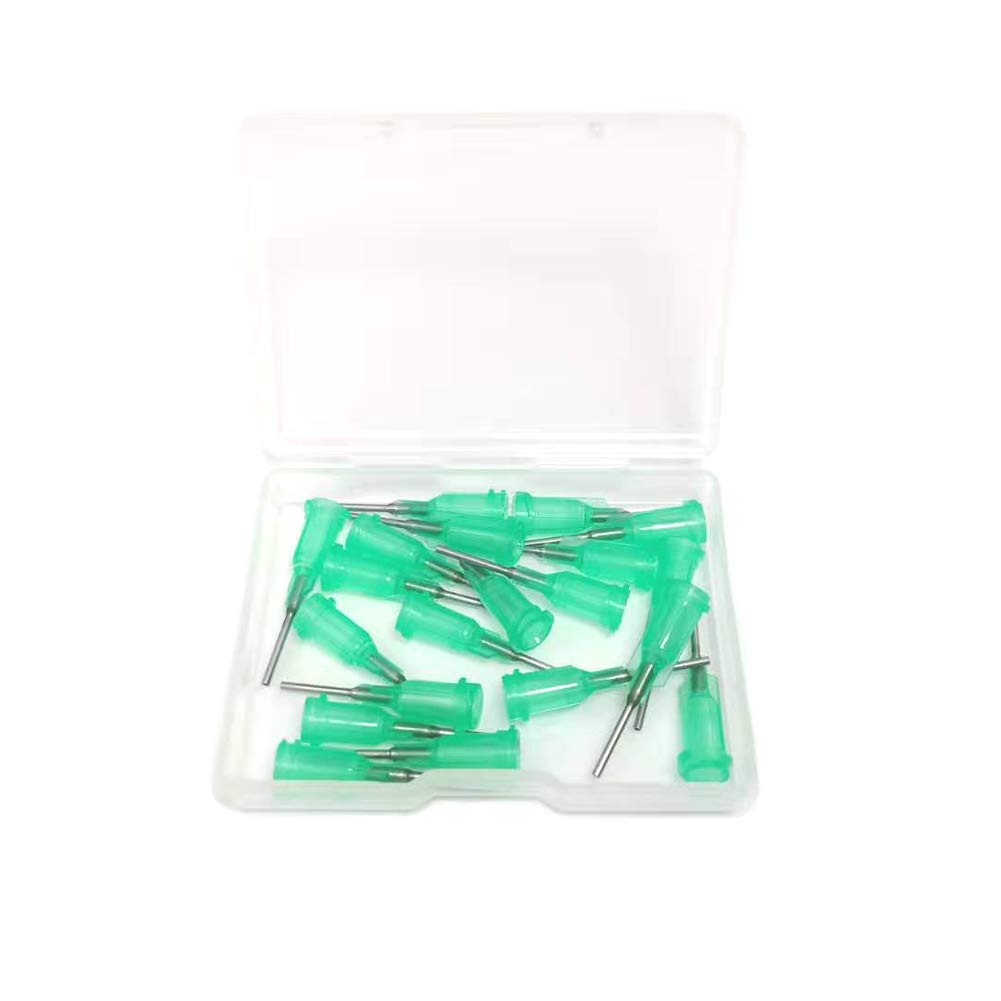 20 Pack - 18 Ga 1/2 Inch Blunt Tip Dispensing Needle with Luer Lock,Green
