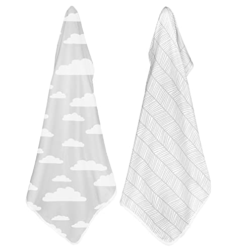 Baby Blankets – Soft Pure Cotton Blankets – 6 Pack of Breathable Swaddle Blankets – Unisex Baby Swaddle Blanket for Boys and Girls in Grey White Designs – Multi Use Blankey – 30 x 30 inches