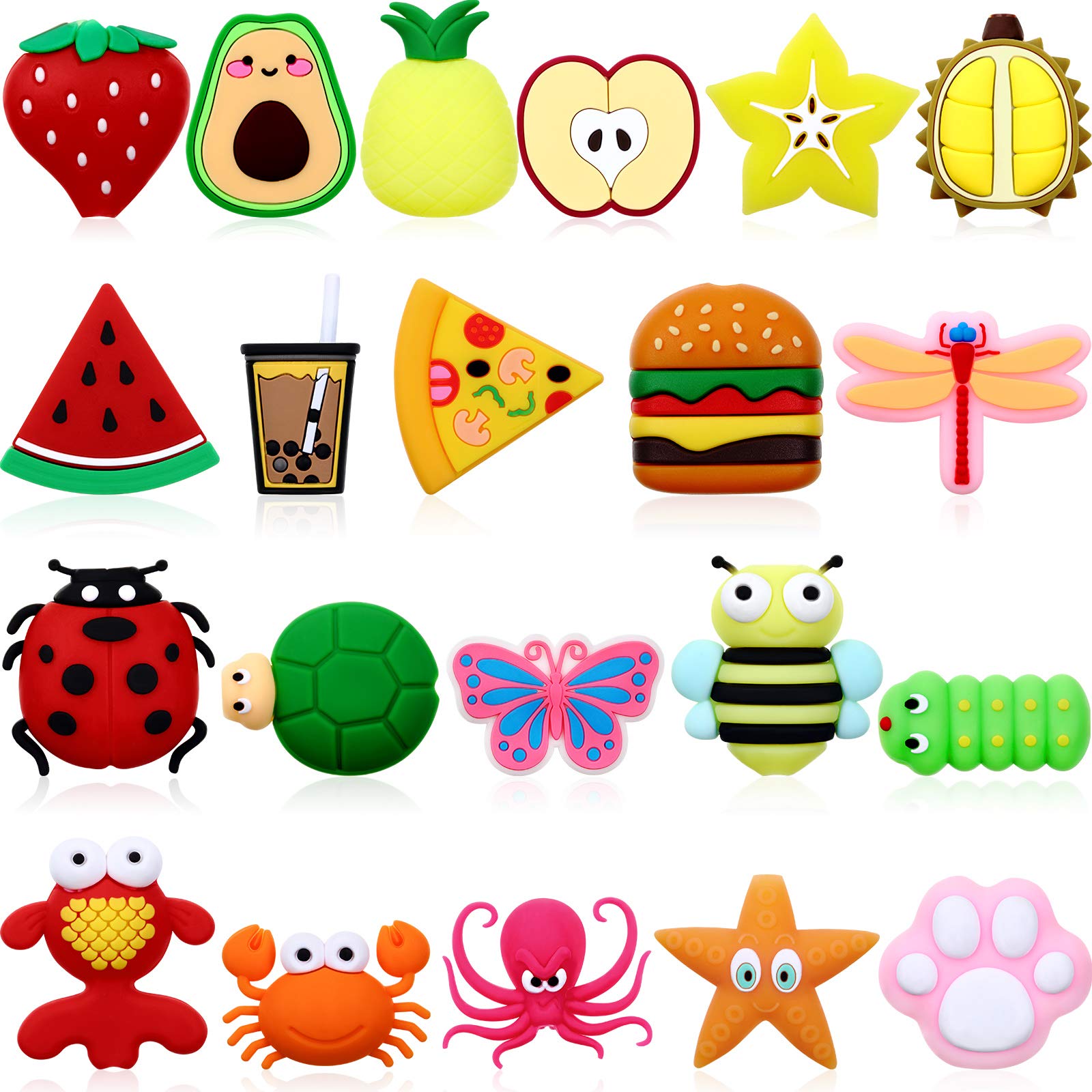 21 Pieces Cute Animal Cable Protector Charging Cable Protectors for USB Cable Fish Fruit Charging Cable Saver for Cellphone and Tablet Data Lines