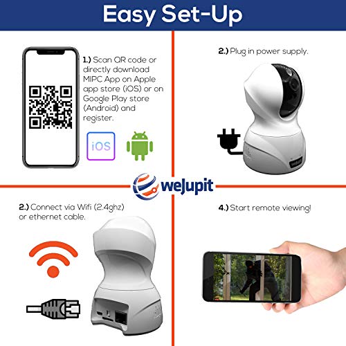 Security Camera Full HD 1080P WiFi Baby/Pet/Home Monitor - weJupit Wireless Indoor Pan/Tilt/Zoom IP Camera, Motion Detection, Two-Way Audio, Night Vision - Cloud Storage