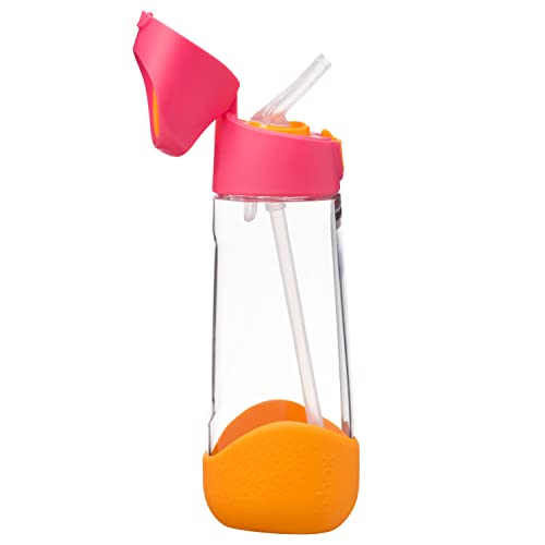 b.box 20 oz Tritan Drink Bottle: Kids Water Bottle with Straw and Lid for School, Sports, Travel, Daycare. Spill Proof & Leak Proof. Easy Grip Triangle Shape. BPA Free, Dishwasher Safe.
