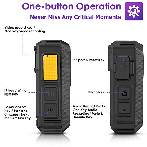 GRC 1440P Police Body Camera with Audio, 64GB Memory, Night Vision,2 Inch Display,Portable Waterproof Body Worn Camera,Premium Body Cam for Law Enforcement Recorder,Personal Use