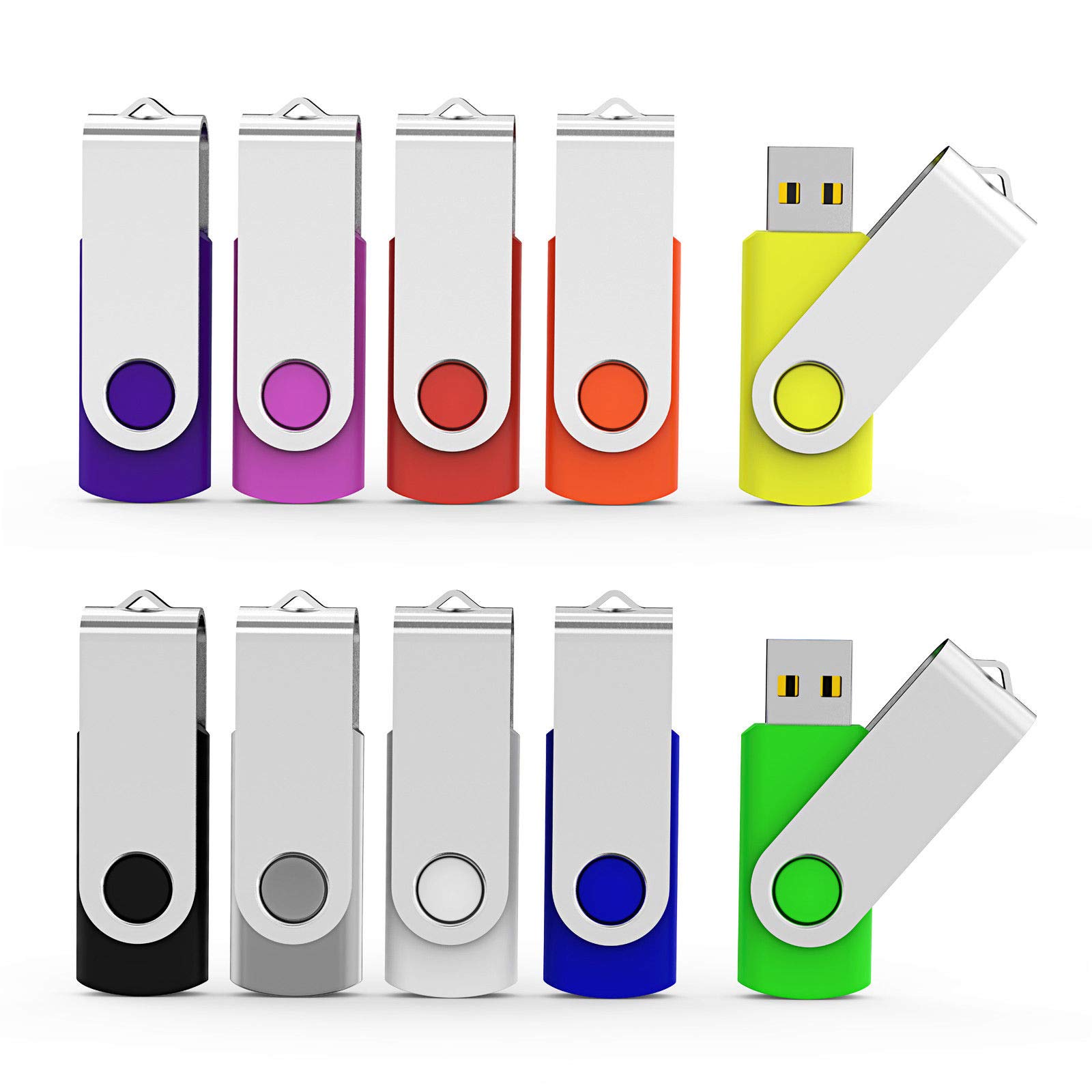 20 Pack USB Flash Drive, USB Swivel Thumb Drives Bulk Storage Memory Stick U Disk (64GB-8MB) (20PCS - 8MB (Not GB))