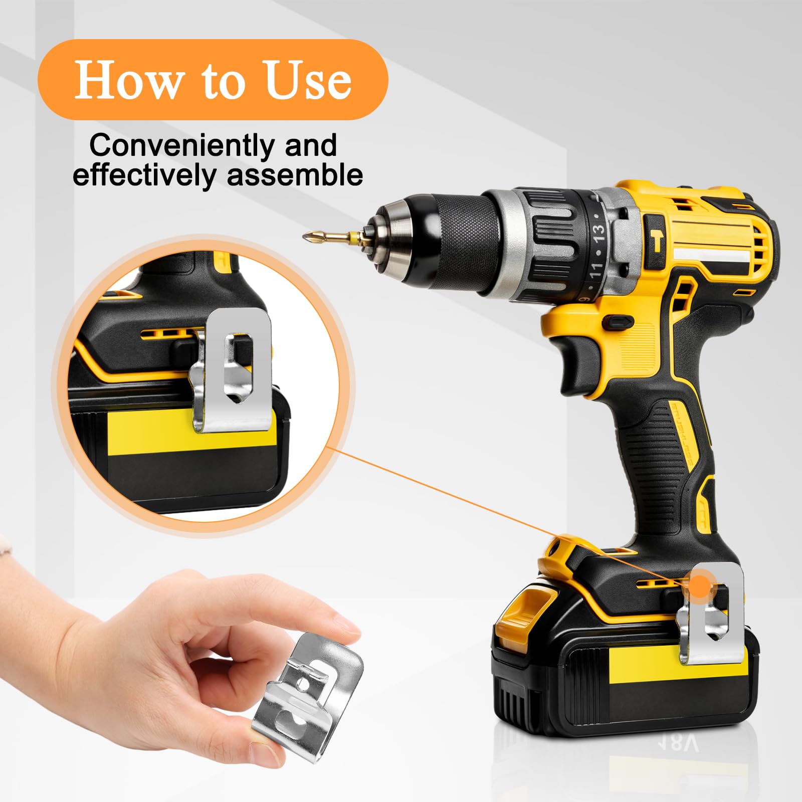 10Pcs Belt Clips For Dewalt, 304 Stainless Steel Hook Clips Drill Clips Tool Kit With Screws Belt Replacement for Dewalt N268241 Fit for 20V Power Tools DCD980 DCD980L2 DCD985L2 DCD985