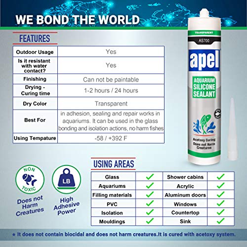 Aquarium Silicone Sealant (2 x 10.4 fl oz) Safe for Fish (2 Pack)