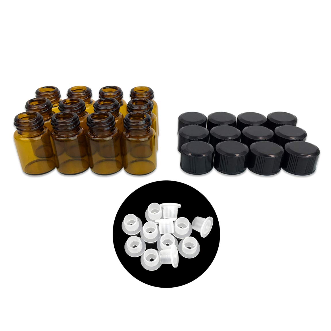 168 Packs Beauticom® 2ML Amber Glass Vial for Essential Oils, Aromatherapy, Fragrance, Serums, Spritzes, with Orifice Reducer and Dropper Top