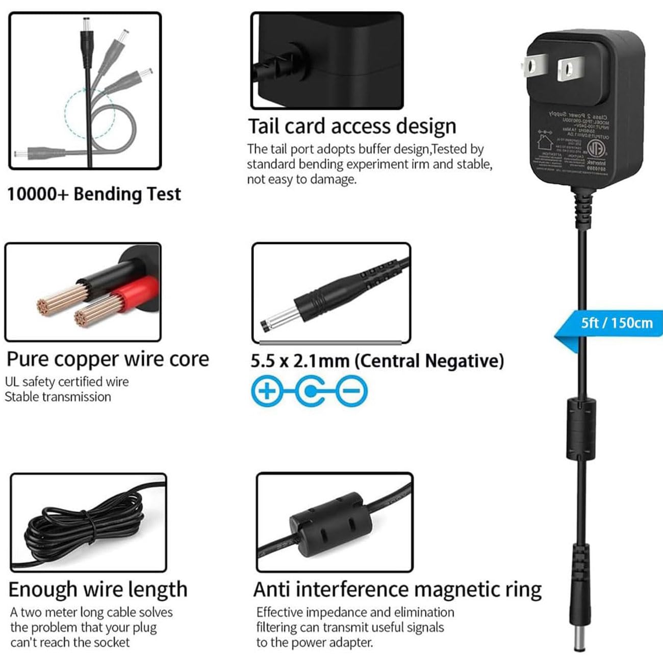 100V-240V AC to DC 24V 1A Power Supply Adapter for 24Volt 1Amp 650mA 500mA 150mA 2400mah 2500mah 2600mah Massage Gun Charger Power Cord