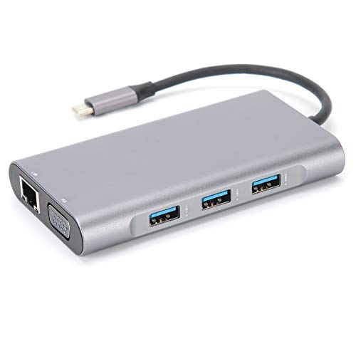 10‑in‑1 Docking Station Type‑C High Speed USB3.0 Fast Transmission, for HDMI 4K Memory Card PD Audio VGA RJ45 PD Hub, 3840X2160P Ultra-Slim Data USB Hub Adaptor