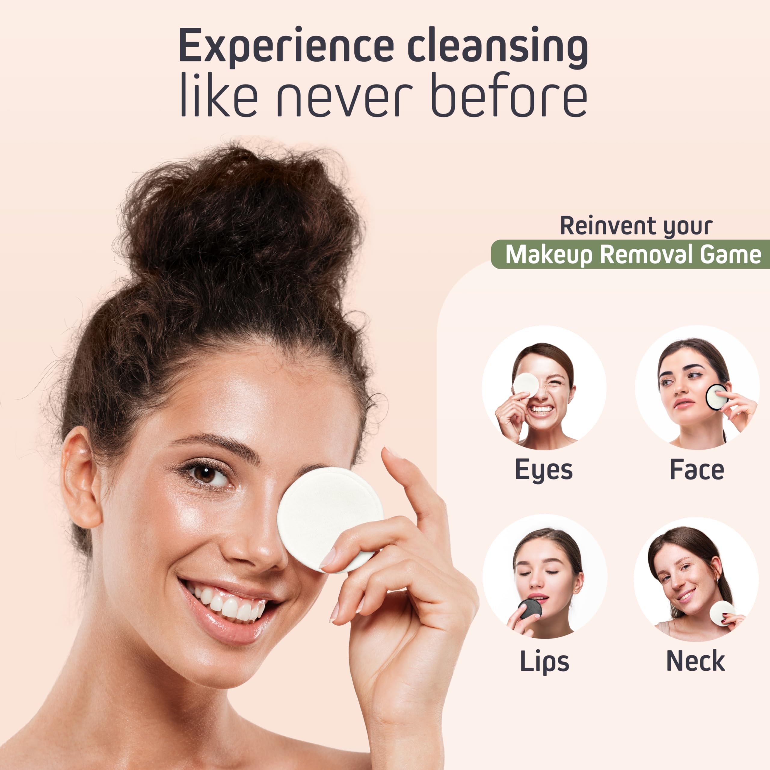 Ecolifestyle Reusable Makeup Remover Pads (20 Pack) - Reusable Cotton Rounds with Laundry Bag & Metal Storage Box | Eco-Friendly, Zero Waste | Bamboo, Terry & Charcoal Washable Face Pads