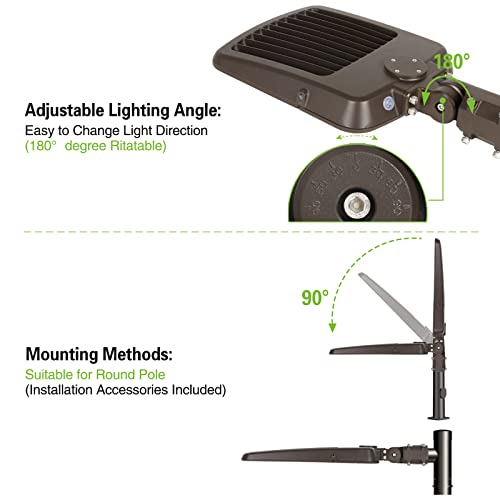 150W/200W Switchable LED Parking Lot Light, 150LM/W 5000K LED Street Lighting with Photocell Sensor [400W-600W HPS Equiv.] 100-277V, Commercial Adjustable Slip Fitter Mount LED Shoebox Light