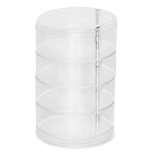 4-Tier Clear Plastic Jewelry Storage Box, Stackable Hair Accessories Organizer for Girl's Hair Ties, Clips, Bows (4.5 x 6.9 In)