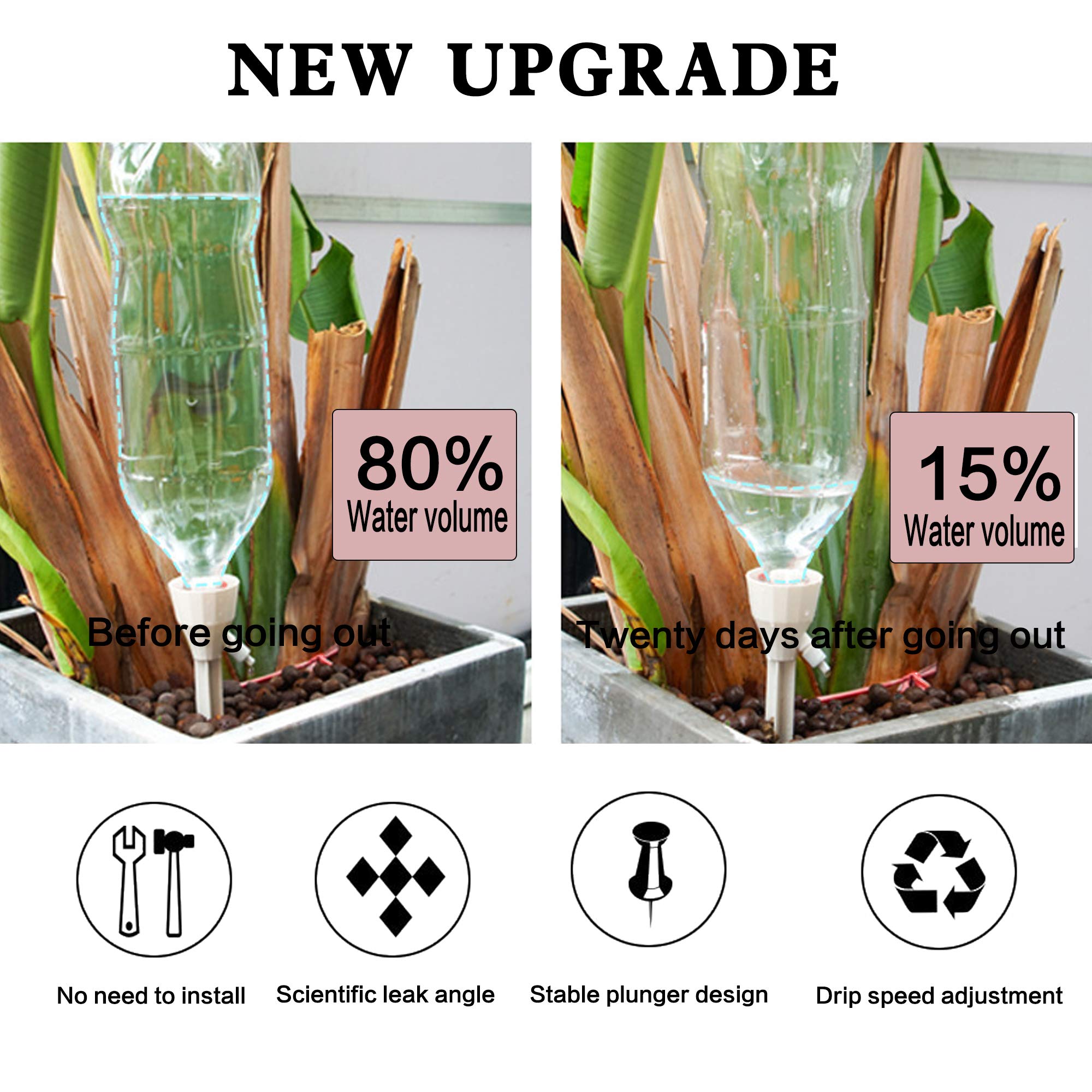 6 PCS Plant Self Watering Spikes Devices, Plant Watering Globes Adjustable Water Volume Drip System for Home and Vacation, Controllable from 1s/1 Drip to 90s/1Drip,for Indoor & Outdoor Plants