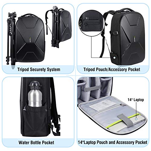 Endurax Camera Backpack Waterproof for DSLR SLR Photographer Camera Bag for Mirrorless Camera with Hardshell Protection Upgrade