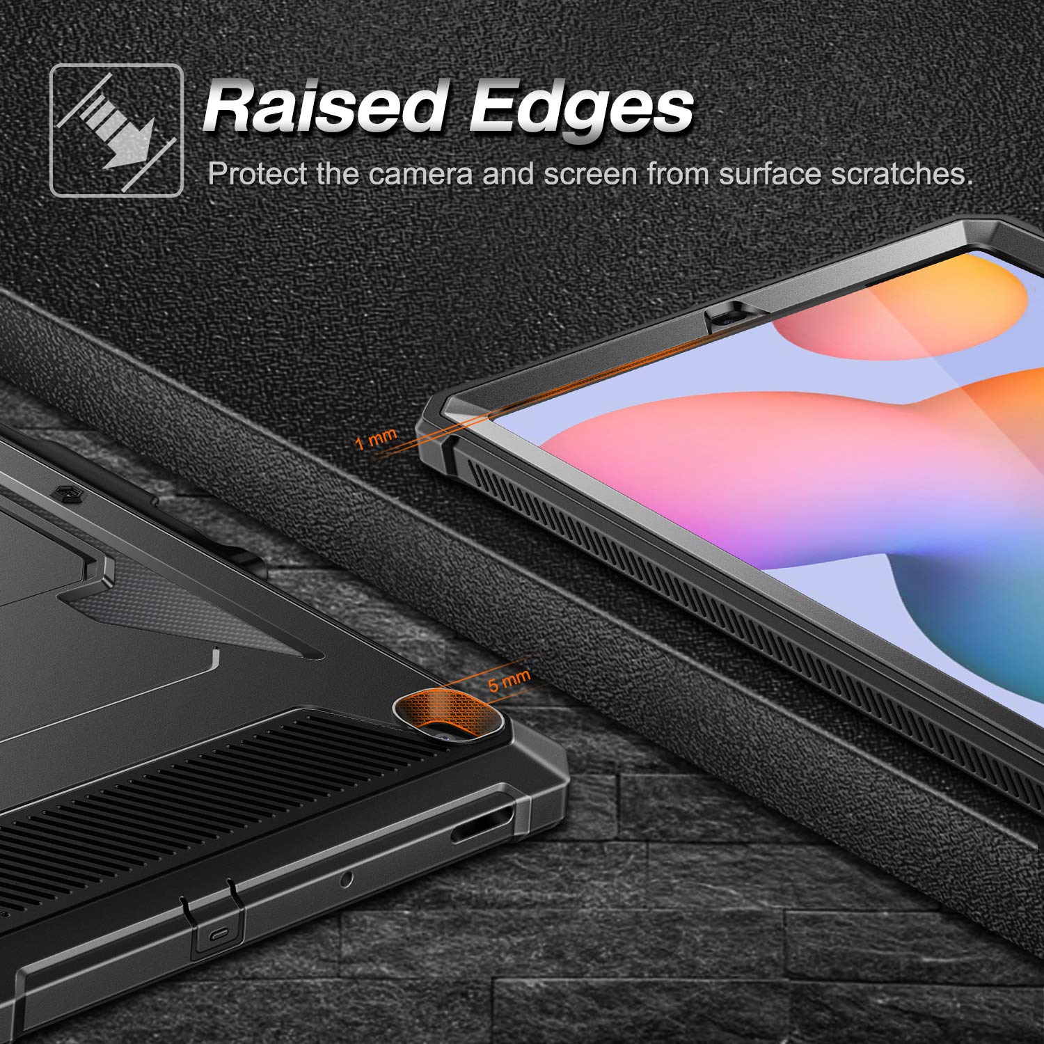 Fintie Shockproof Case for Samsung Galaxy Tab S6 Lite 10.4 Inch 2024/2022/2020, Tuatara Rugged Unibody Hybrid Bumper Kickstand Cover with Built-in Screen Protector, Black