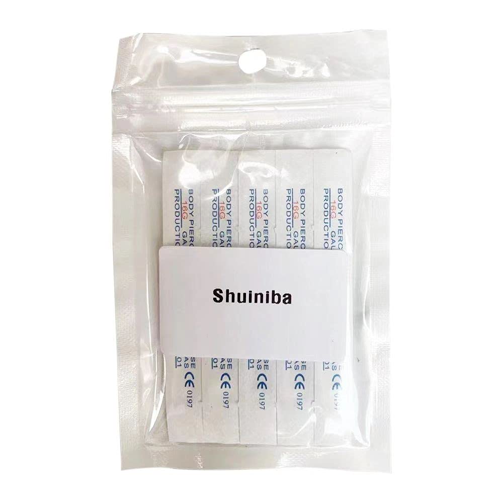 16G 100 Pieces Body Ear Navel Nose Lip Nipple Piercing Needles, Tattoo Supplies