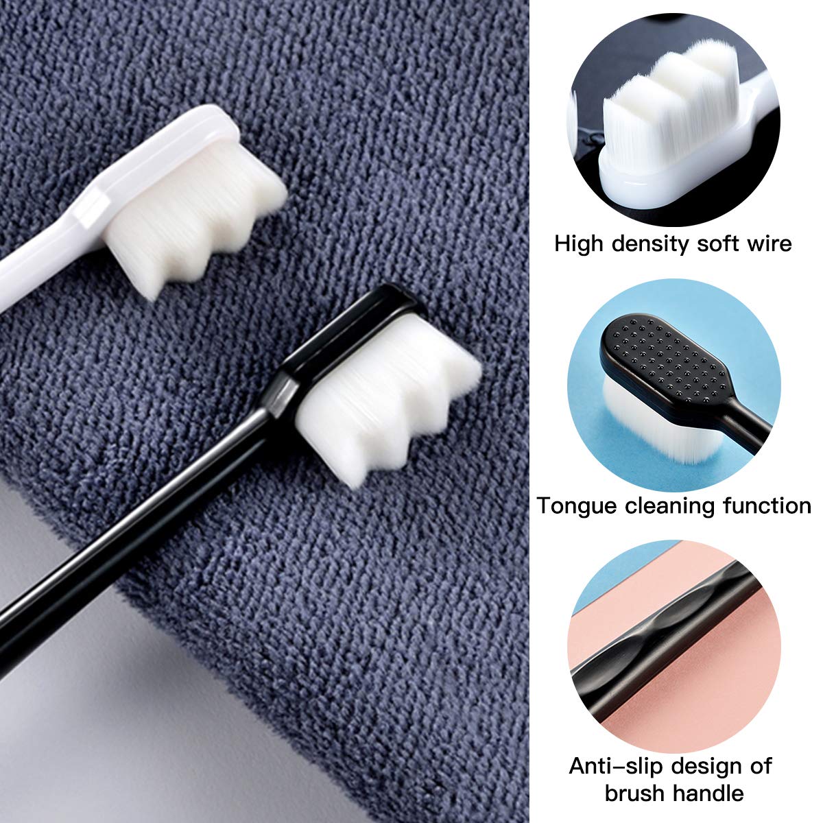 6 PCS Upgraded Extra Soft Floss Toothbrush Ultra Soft-bristled Sensitive Toothbrush Manual Micro Nano Toothbrush Good Cleaning for Adult Teeth Kid Children, No Harm to Gum