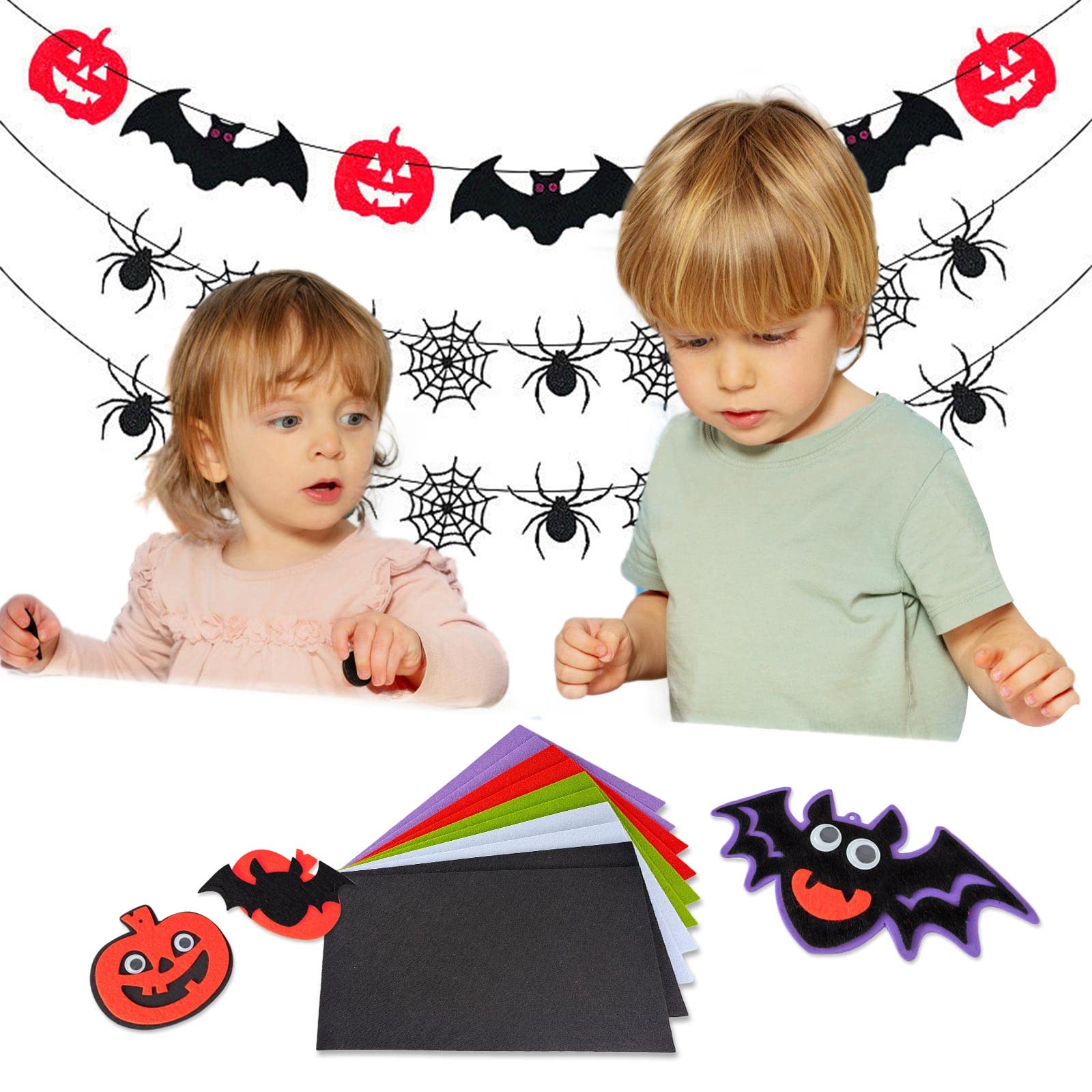 Jtnohx Felt, 3mm Thick Felt Sheets, 8"x12" Felt Fabric for Crafts, 10 Pcs Hard Stiff Felt for Sewing Holiday & DIY(Halloween Colors Series)