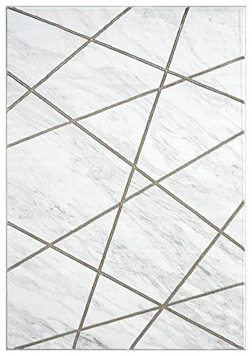 Abani Luna LUN150A Contemporary Marble Gold Lines Area Rug 7'9" x 10'2"