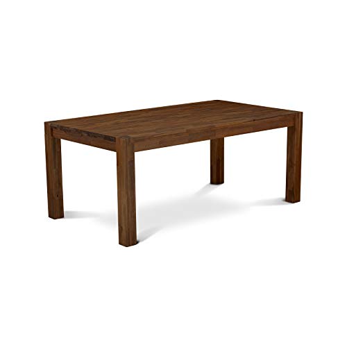 East West Furniture Wooden LM7-0N-T Wood Dining Table Rectangular Tabletop and 72 x 40 x 30-Sandblasting Antique Walnut Finish