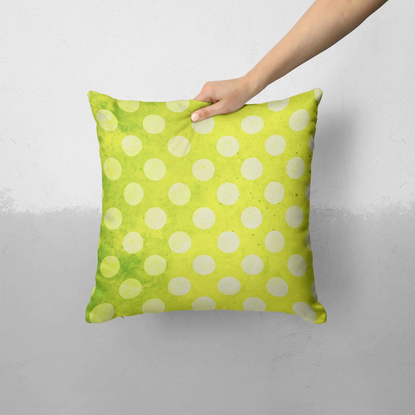 iiRov Lime Green and White Polkadots - Custom Decorative Home Decor Indoor or Outdoor Throw Pillow Cover for Sofa, Bed or Couch Cushion (Pillow CASE Cover ONLY)
