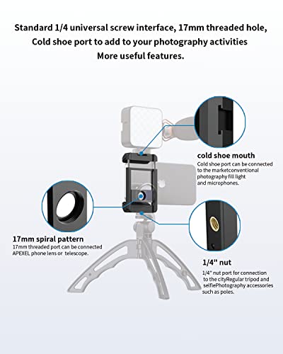 17 mm Thread Lens Adapter, Telephoto Lens Phone Mount Sturdy and Wear-Resistant, Lens Holder Suitable for All Lens&Telephoto Lens with 17mm Thread, Works with Almost All Smartphones