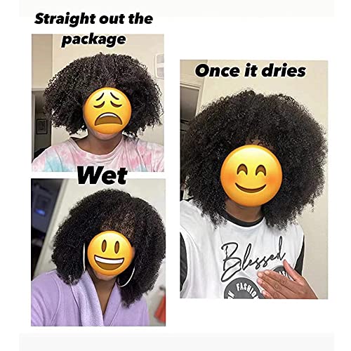 200 Density Scalp Top Curly Full Machine Made Human Hair Wigs with Bangs Remy Brazilian Short Curly Wig For Women (14 Inch)