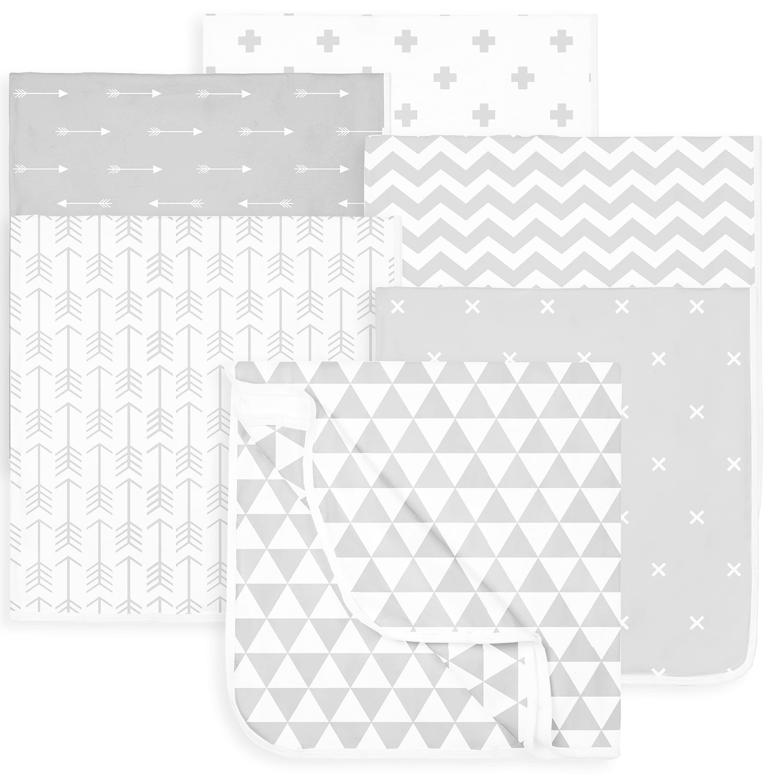 Baby Blankets ā Soft Pure Cotton Blankets ā 6 Pack of Breathable Swaddle Blankets ā Unisex Baby Swaddle Blanket for Boys and Girls in Grey White Designs ā Multi Use Blankey ā 30 x 30 inches
