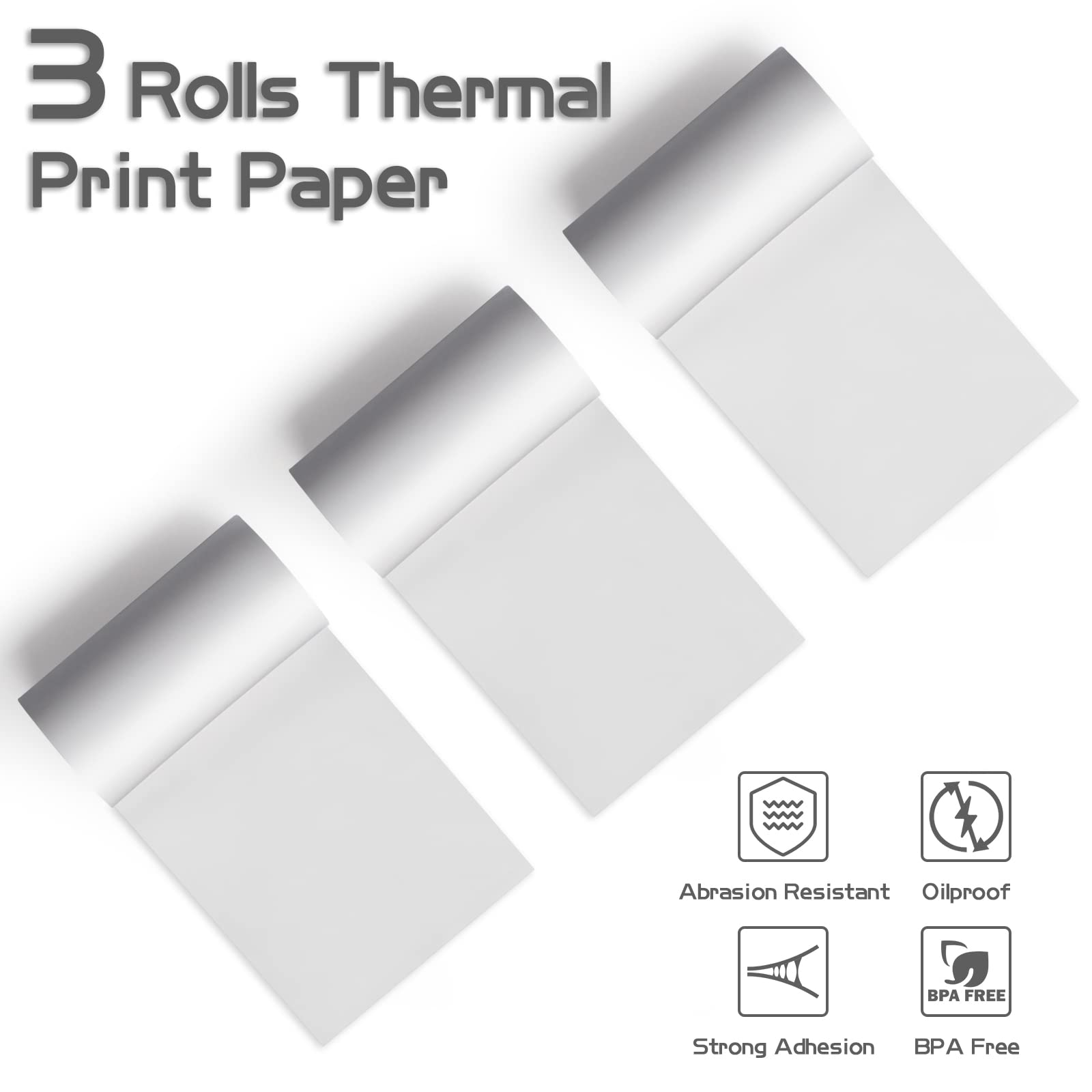 3 Rolls Refill Print Paper for Barchrons Instant Print Camera, Zero Ink Thermal Paper, Print Paper TP57A