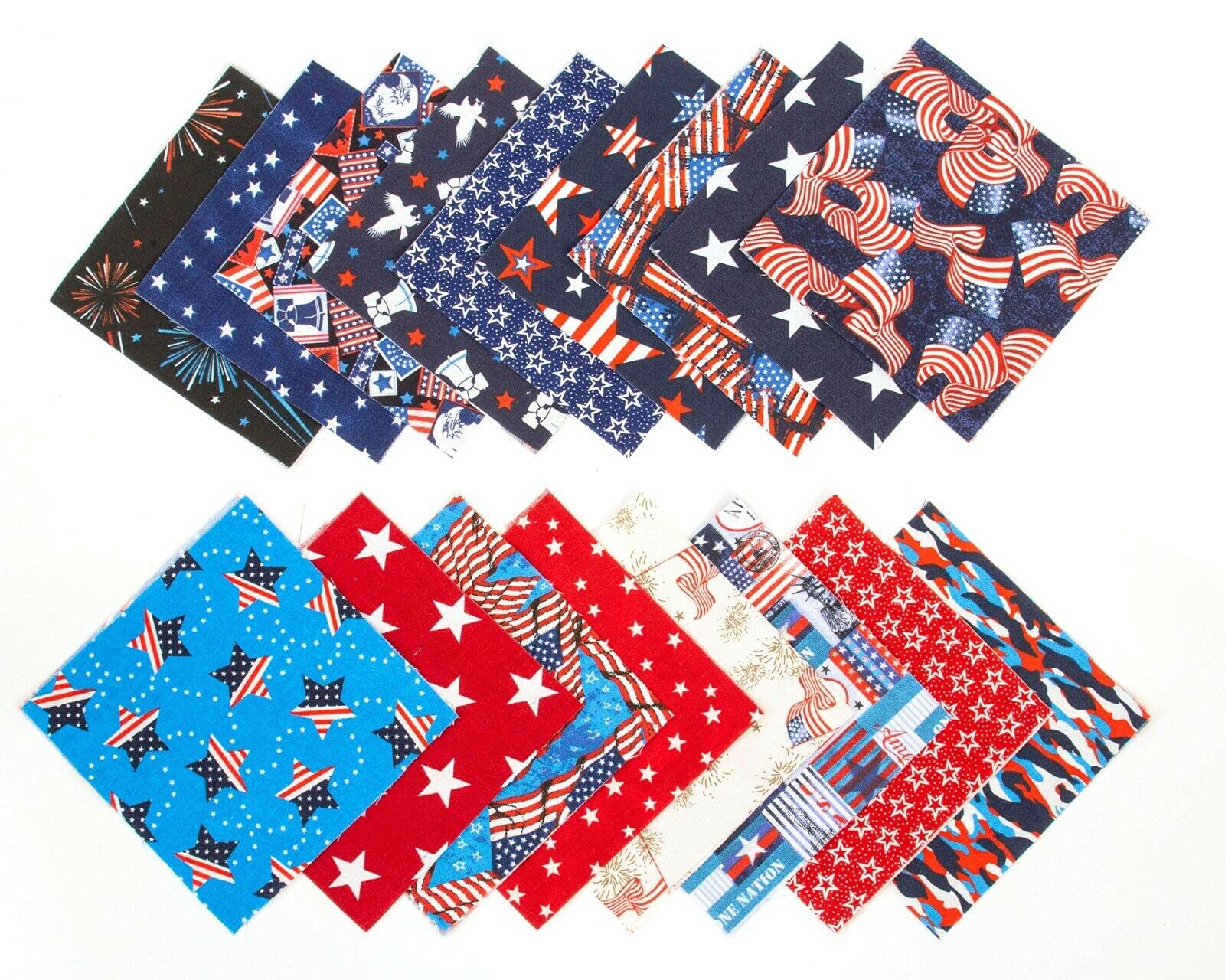 102 America Patriotic pre Cut Charm Pack 5" Squares 100% Cotton Fabric Quilt