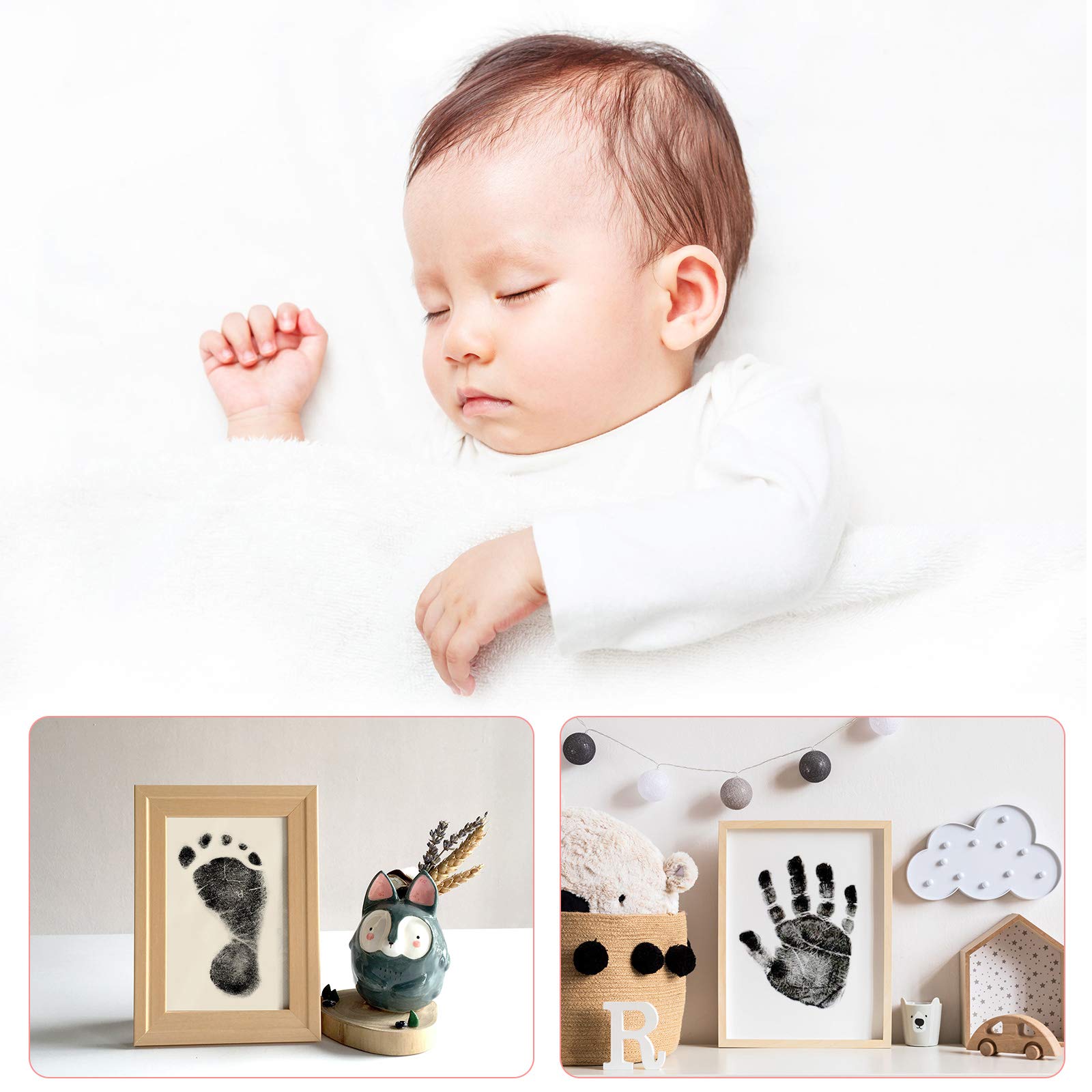 23 Piece Large and Medium Inkless Keepsake Ink Pad Kit Include 5 Clean Touch Ink Pads 10 Card and 8 Star Shaped Paper Clips Pet Paw Inkless Print Kit Great for Family Keepsake Newborn Registry