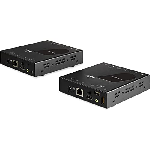 StarTech.com HDMI KVM Extender Over IP - 4K 30Hz HDMI 2.0 & USB Over IP LAN or CAT5e/CAT6 Ethernet (100m/330ft) - Remote KVM Switch/Console Transmitter/Receiver Extender Kit, TAA (SV565HDIP)