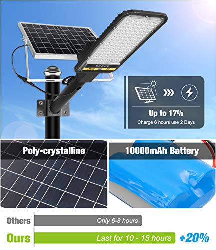 APONUO Solar Street Lights Outdoor,100W Solar Street Light Outdoor Dusk to Dawn Lamp 98 LEDs 7000K Motion Sensor Light with Remote Control Pole Security Led Flood Light for Yard, Garden, Patio