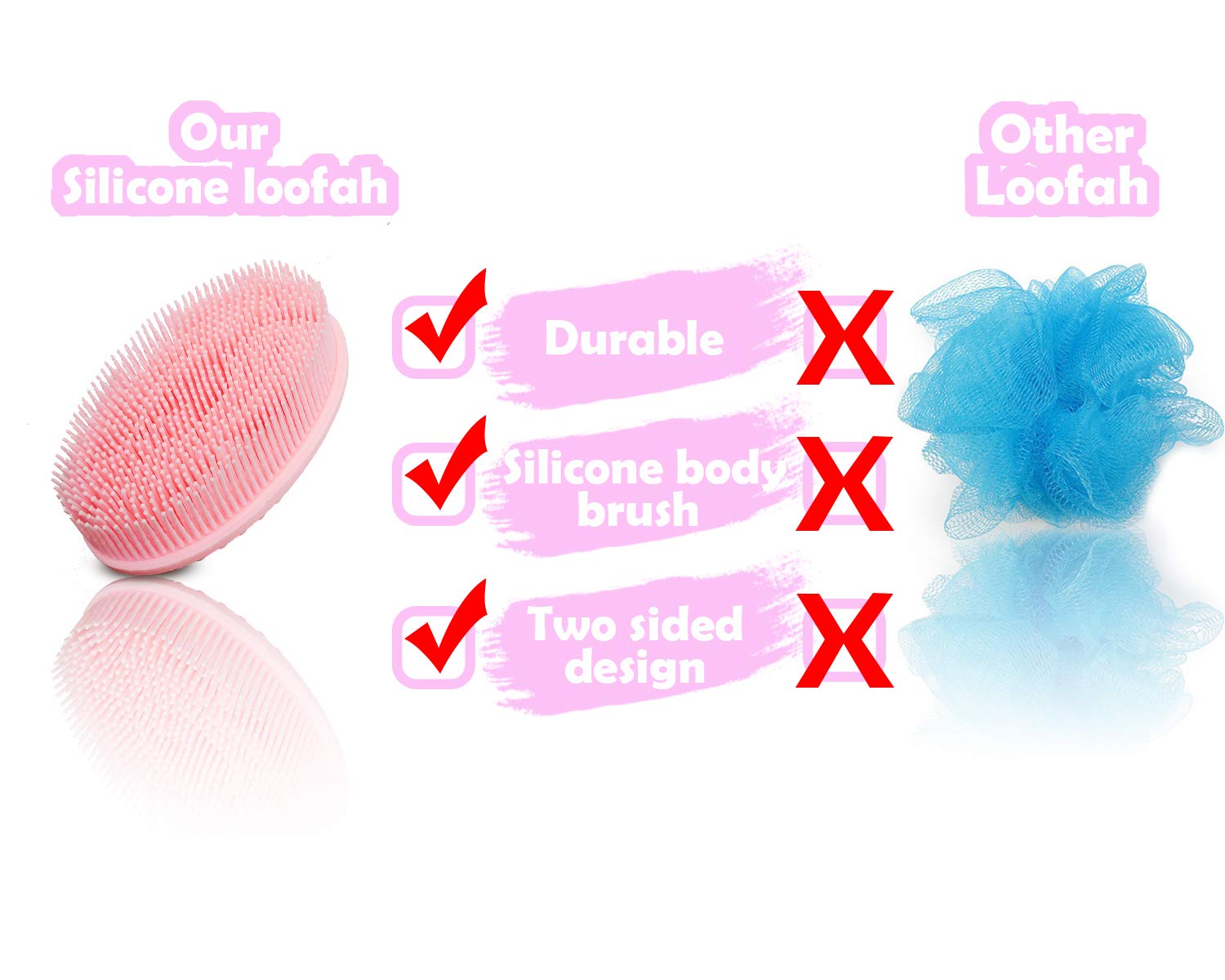 3 Set of Multifunctional Silicone Body Scrubber Loofah Soft and Skin-Friendly-,Easy to Clean,Scalp Massage ,Durable and Hygienic - Suitable for Various People and Pets (1 Count Pink)