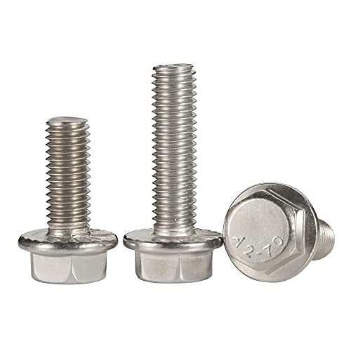 25 PCS M8 x 20mm Flanged Hex Head Bolts Flange Hexagon Screws, Stainless Steel A2, DIN 6921