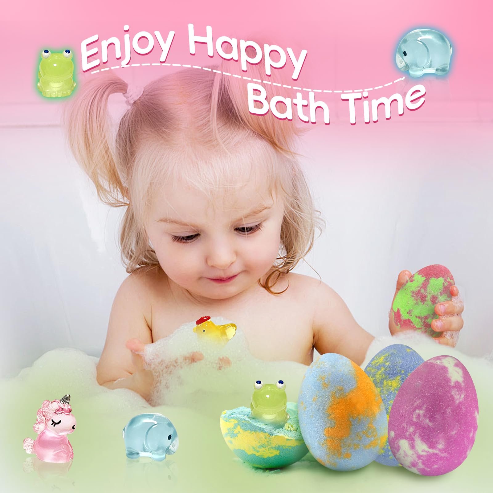 Bath Bombs for Kids with Toys Inside, 12Pcs Kids Bath Bombs with Glow-in-The-Dark Surprise Inside, Handmade Bubble Bath Fizz Balls, Gentle and Kids Safe, Birthday Easter Stuffers for Girls Boys