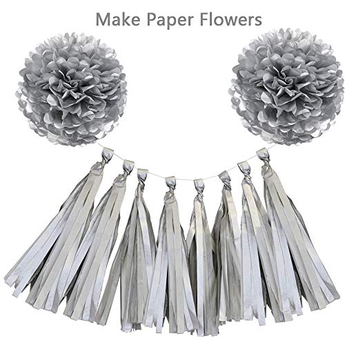20 x 27.6 inches Silver Tissue Paper, 50 Sheets Large Tissue Paper for Gift Wrapping, White Metallic Silver Printed Tissue Paper for Gift Bags Wrapping Paper for Birthday Party, Arts Crafts, Weddings