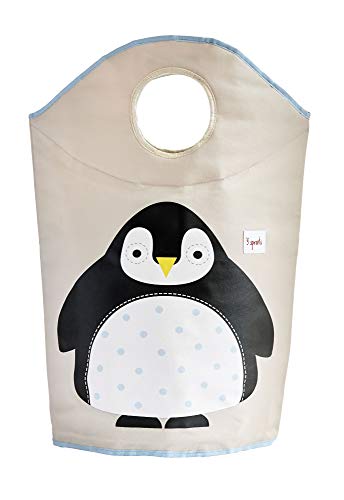 3 Sprouts Baby Laundry Basket for Nursery - Hamper with Handles/Lid, Large Storage Basket, Toy Bin, Room Decor - Kids Hamper, Baby Clothes Storage Organizer, Penguin