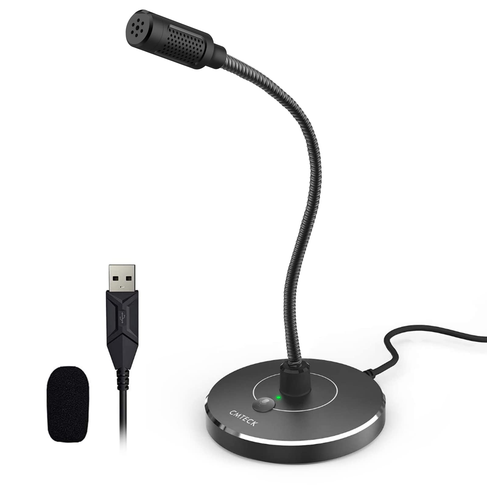 CMTECK USB Computer Microphone G009, Noise-Cancelling Recording Desktop Mic for PC/Laptop for Online Chatting, Home Studio, Podcasting, Gaming, Skype, YouTube with Mute Function(Windows/Mac)