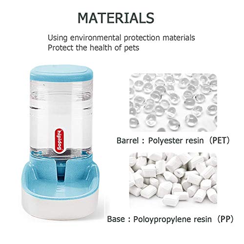 Automatic Cat Feeder Automatic Dog Water Dispenser 1 Gallon Double Bowl Design for Cats or Small Pets (Blue Water)