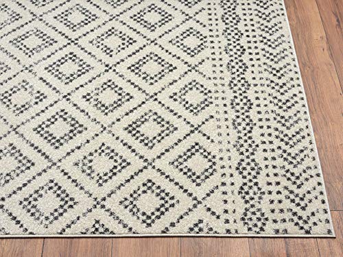 Abani Rustic Grey & Ivory Classic Area Rug, Moroccan Design Medallion Symmetrical 6' x 9' Living Room Carpet Rugs