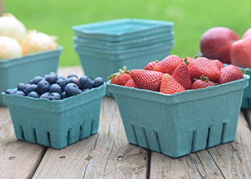 42 Pack QUART Green Molded Pulp Fiber Berry/Produce Vented Baskets for Fruit and Vegetable